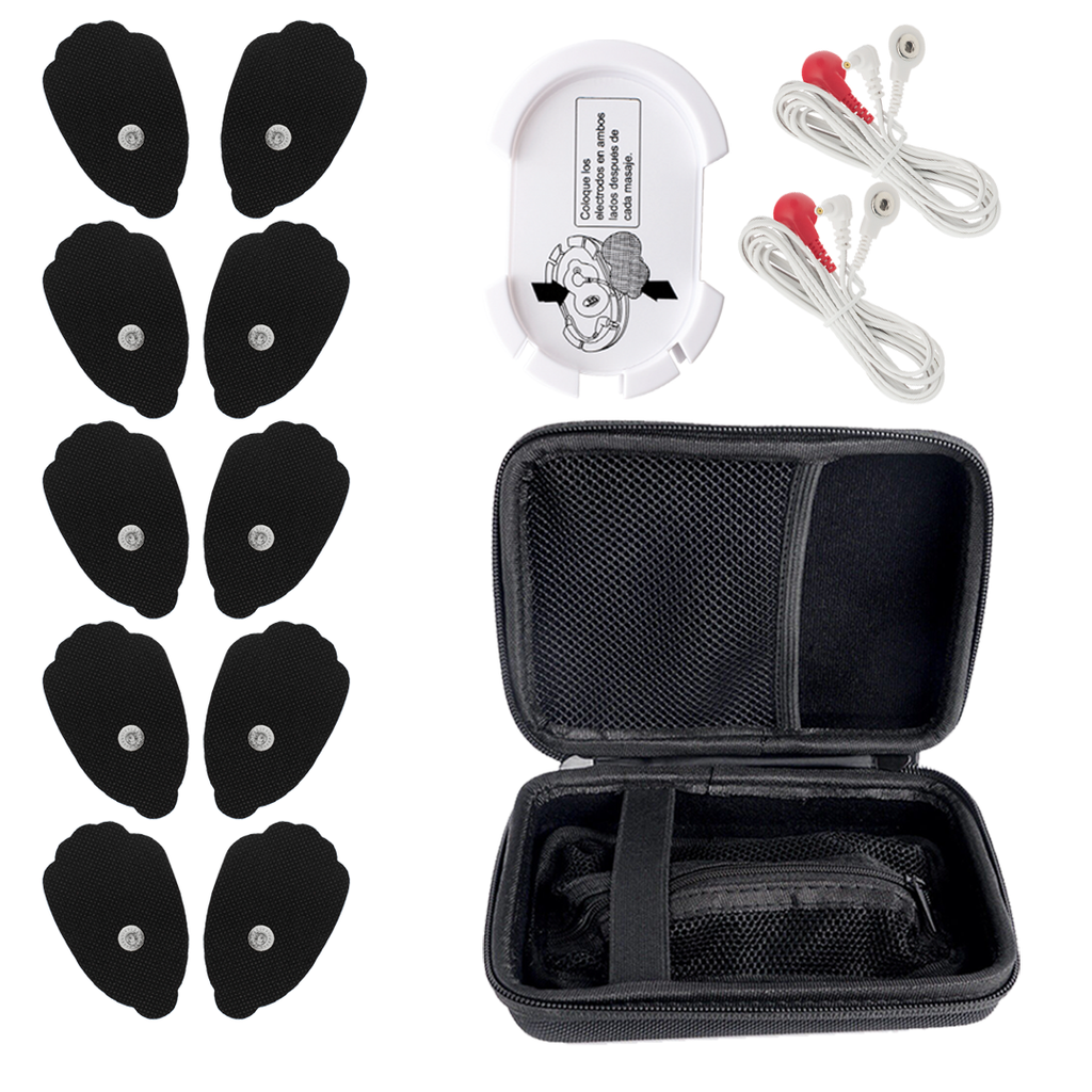 Tens Unit Muscle Stimulator Replacement Pads & Carrying Case Combo Set ...