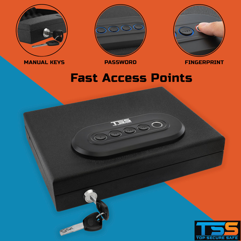Gun Safe Box Lock Biometric Pistol Vault Firearm Security Key Pad Manu ...